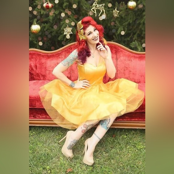 Dresses | Gold Glitter Tulle Dress Rockabilly Vintage Pinup Ticci ...